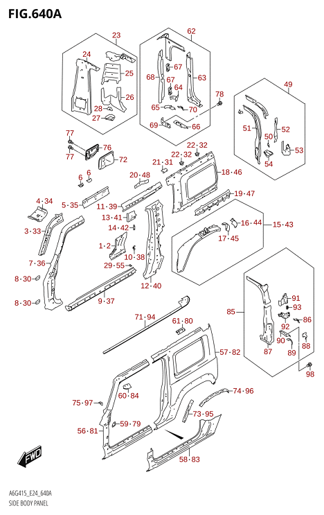 Каталог Suzuki JIMNY A6G415 A6G415-1 640A - SIDE BODY PANEL (LHD)